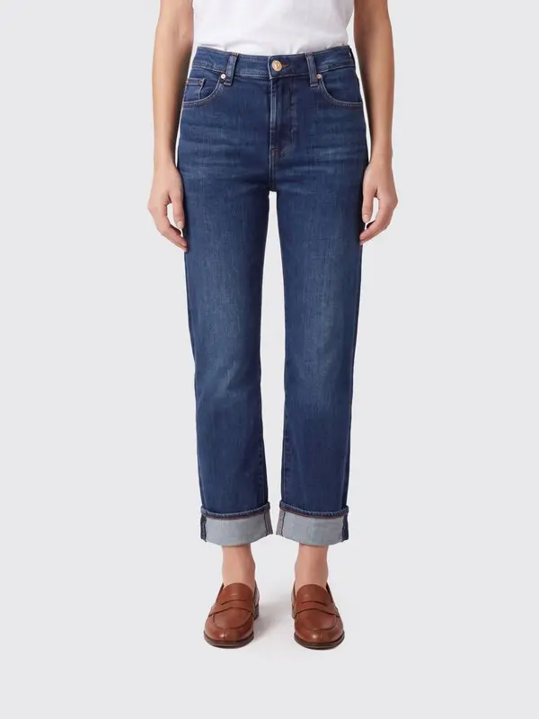 7 For All Mankind Mid-rise Slim Cropped Jeans In Stretch Denim With Cuffs