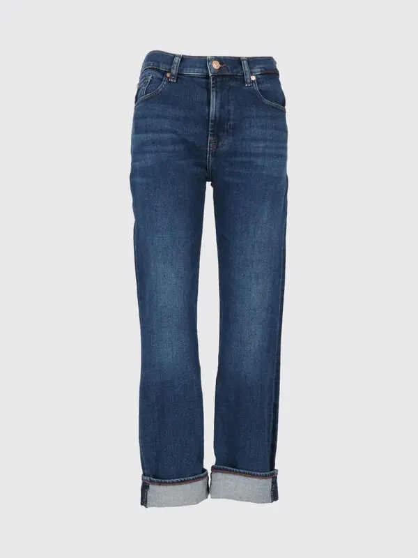 7 For All Mankind Mid-rise Slim Cropped Jeans In Stretch Denim With Cuffs