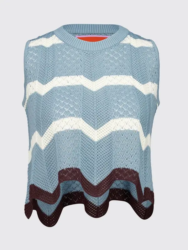 La DoubleJ Zig Zag Pattern Off-the-shoulder Crochet Cotton Top