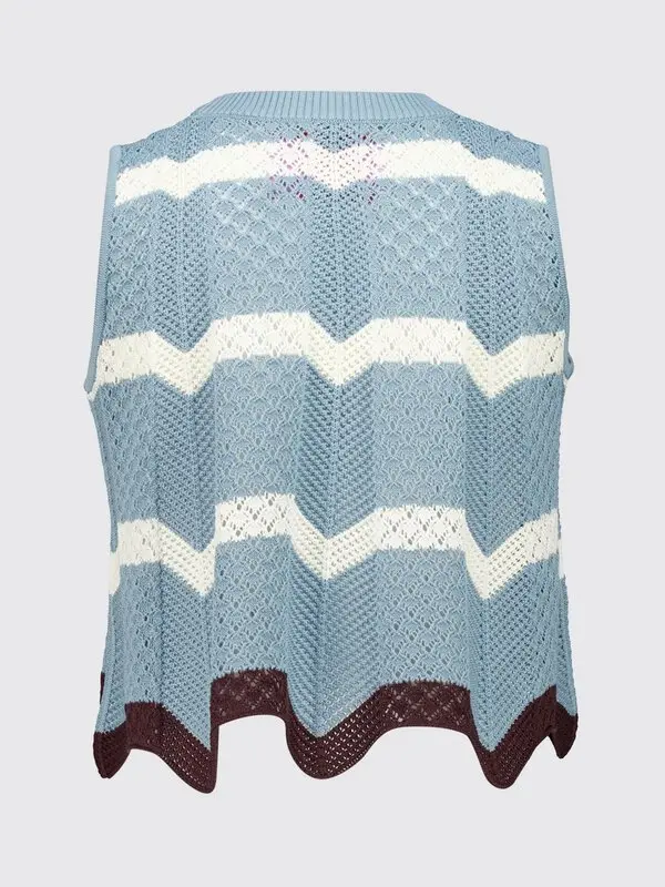 La DoubleJ Zig Zag Pattern Off-the-shoulder Crochet Cotton Top