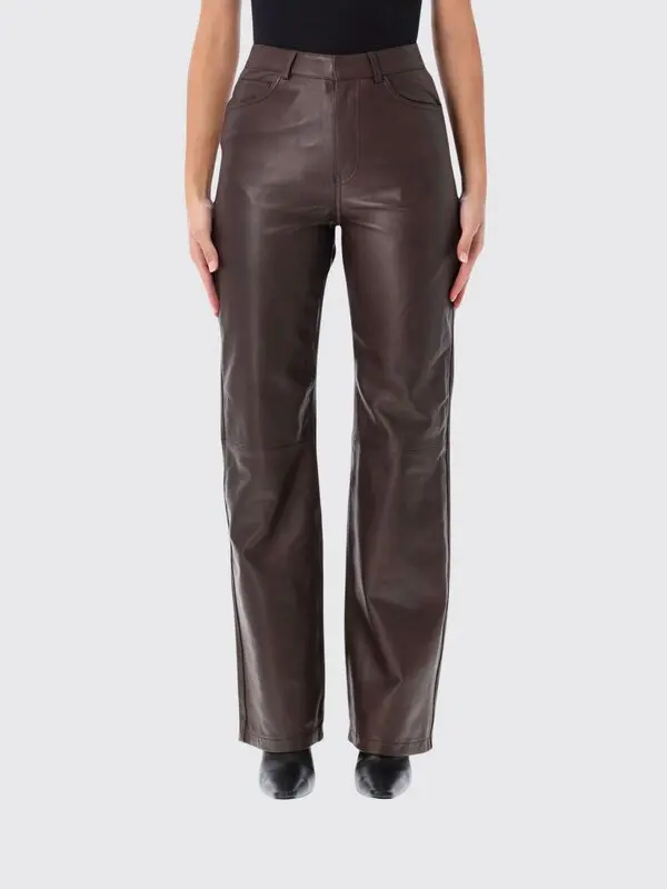 ROTATE BY BIRGER CHRISTENSEN High-waisted Wide-leg Trousers In Lambskin Leather