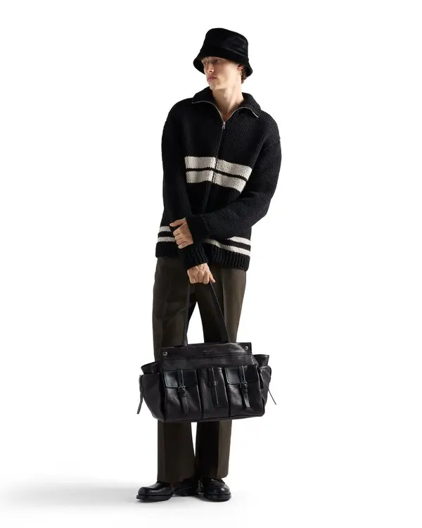 Prada Route Leather Tote Bag