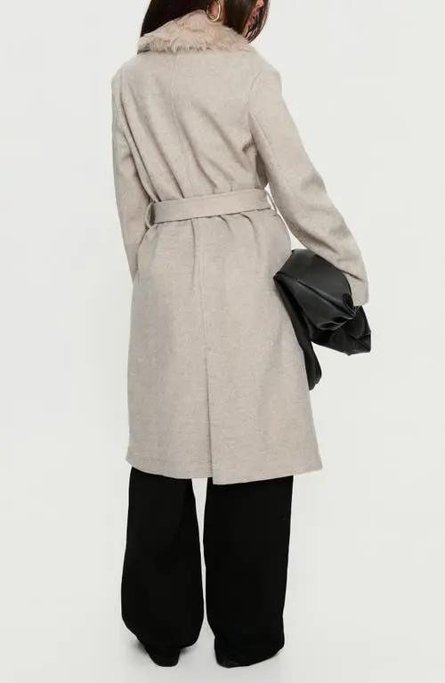 Princess Polly Hallyn Faux Fur Collar Belted Coat