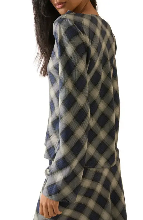 NOBODY'S CHILD Cruz Cowl Neck Plaid Top
