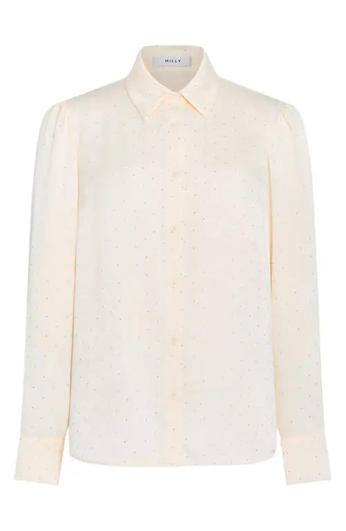 MILLY Ashton Crushed Satin Shirt - Ivory