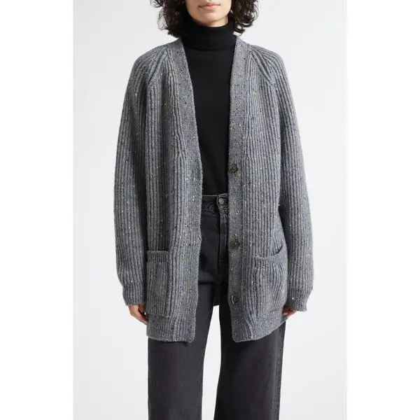 Johnstons Of Elgin Norah Cashmere Donegal Rib Cardigan - Cairngorm Donegal