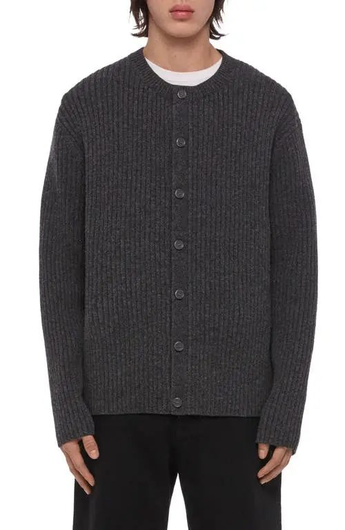 Helmut Lang Ribbed Wool Cardigan - Graphite