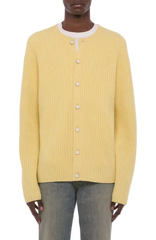 Helmut Lang Ribbed Wool Cardigan - Sunlight