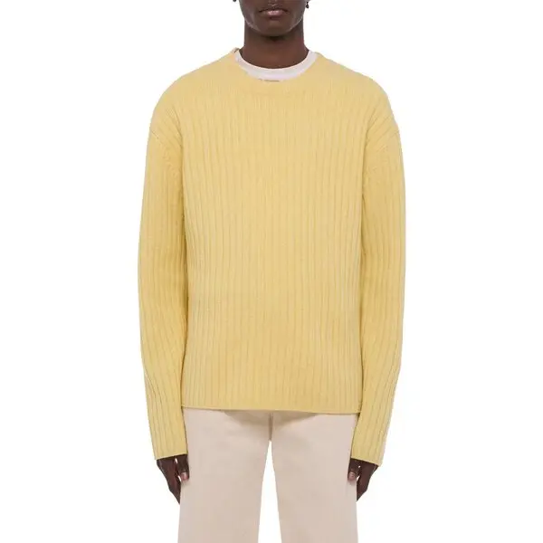 Helmut Lang Rustic Wool Ribbed Sweater - Sunlight