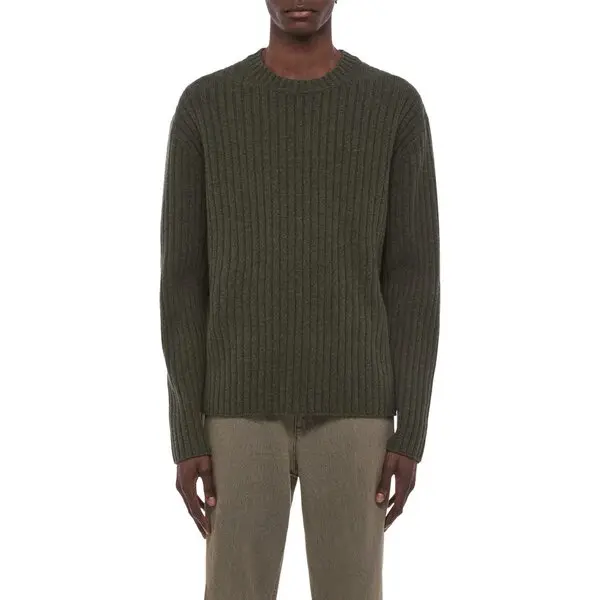 Helmut Lang Rustic Wool Ribbed Sweater - Thyme