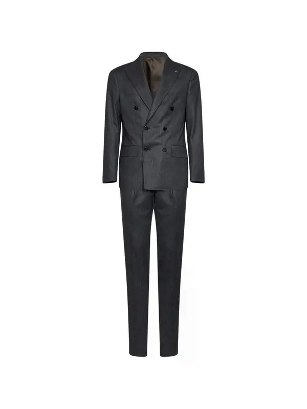 D4.0 Double-breasted Peak-lapel Suit - Grey