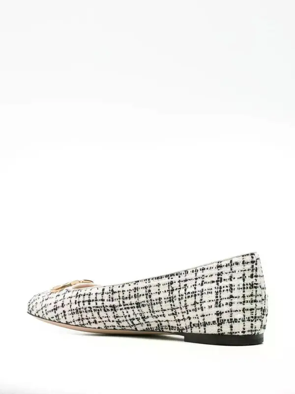 Valentino Garavani Vlogo Signature Tweed Ballet Flats - White