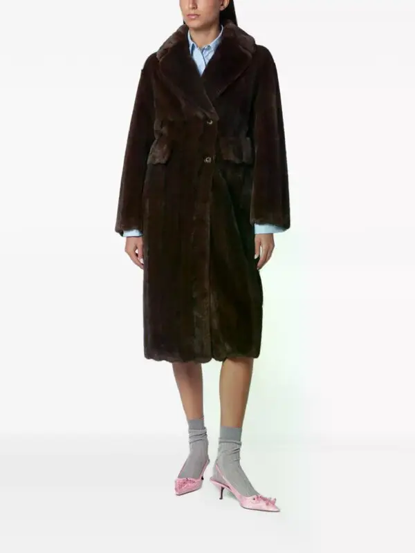 SWD BY S.W.O.R.D. Faux-fur Wide-lapel Coat - Brown