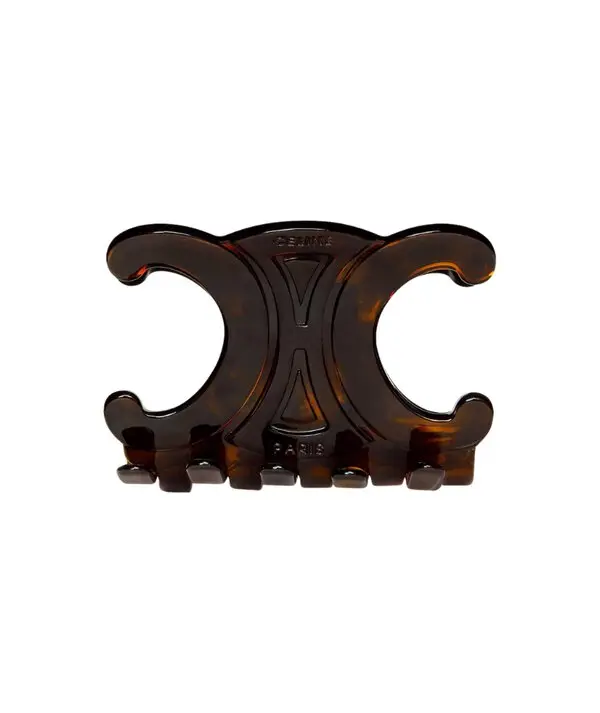 Celine Large Hair Claw In Acetate - Havana