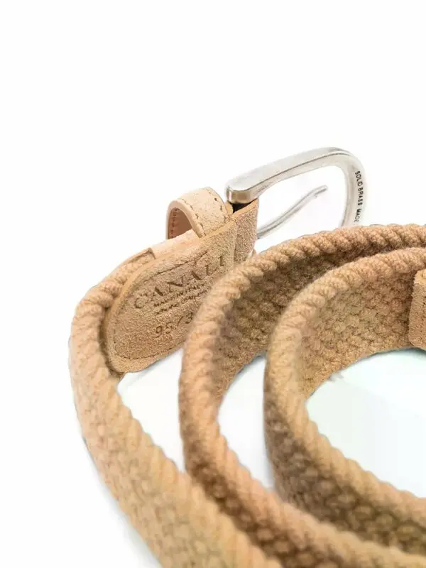 Canali Braided Suede-trim Belt - Neutrals