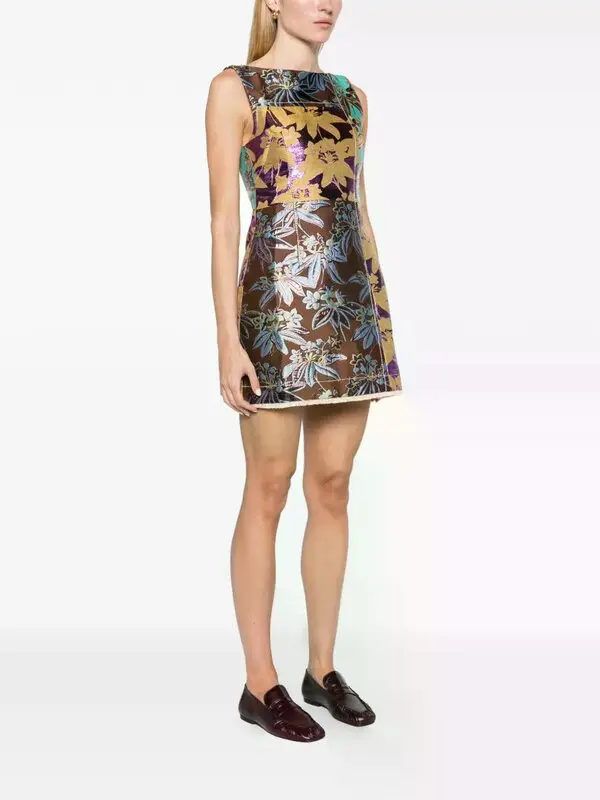 ALEMAIS Bodie Jacquard Mini Dress - Brown