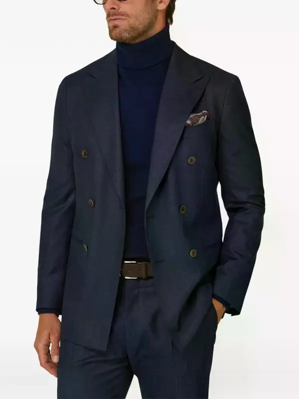 Boggi Milano Double-breasted Patterned Wool Flannel Suit
