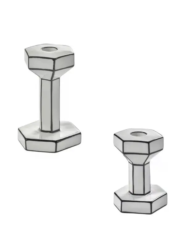 SERAX Geometric-patterned Candle Holders - Grey