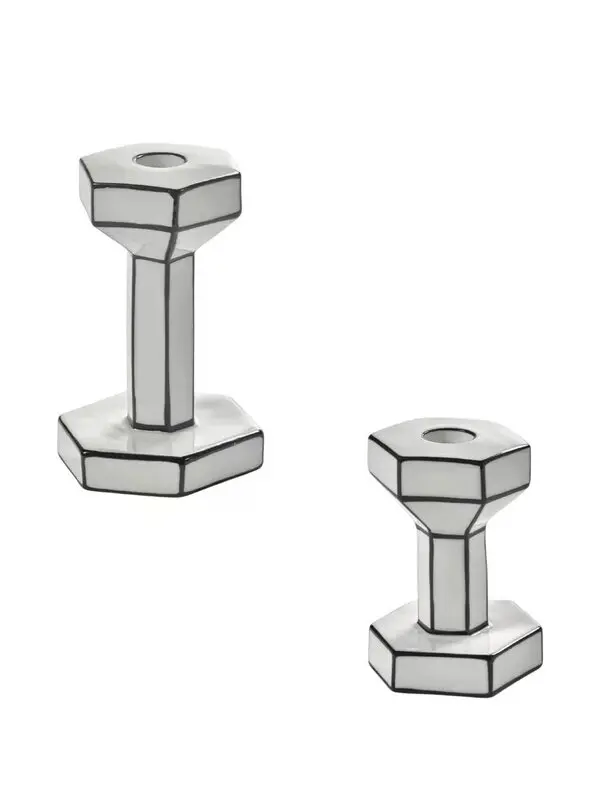 SERAX Geometric-patterned Candle Holders - Grey