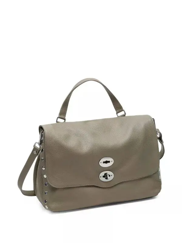 ZANELLATO Medium Postina Hammered Leather Tote Bag - Grey