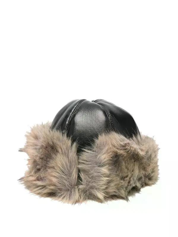 STAND STUDIO Sable Faux-fur Trim Hat - Black