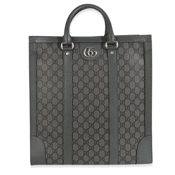 Gucci Grey Black Gg Coated Canvas Ophidia Tote - Gray