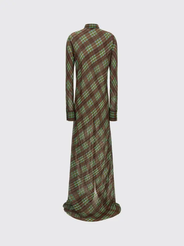 Dries Van Noten Long Check Silk Blend Shirtdress