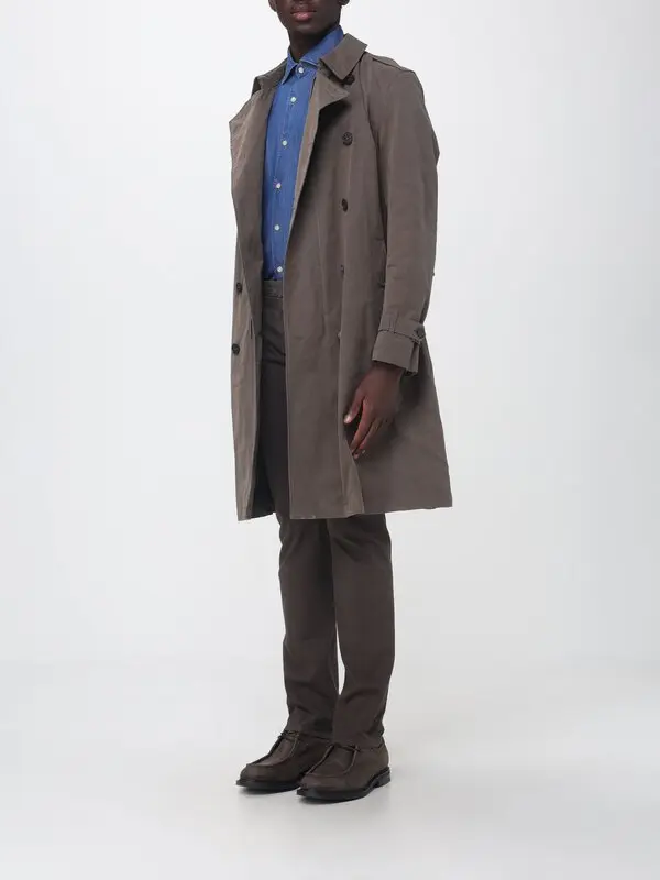 Herno Double-breasted Cotton Blend Trench Coat With Belted Waist