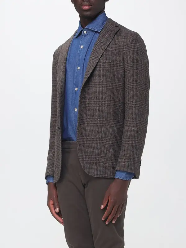 Boglioli Single-breasted Wool Blend Prince Of Wales Blazer