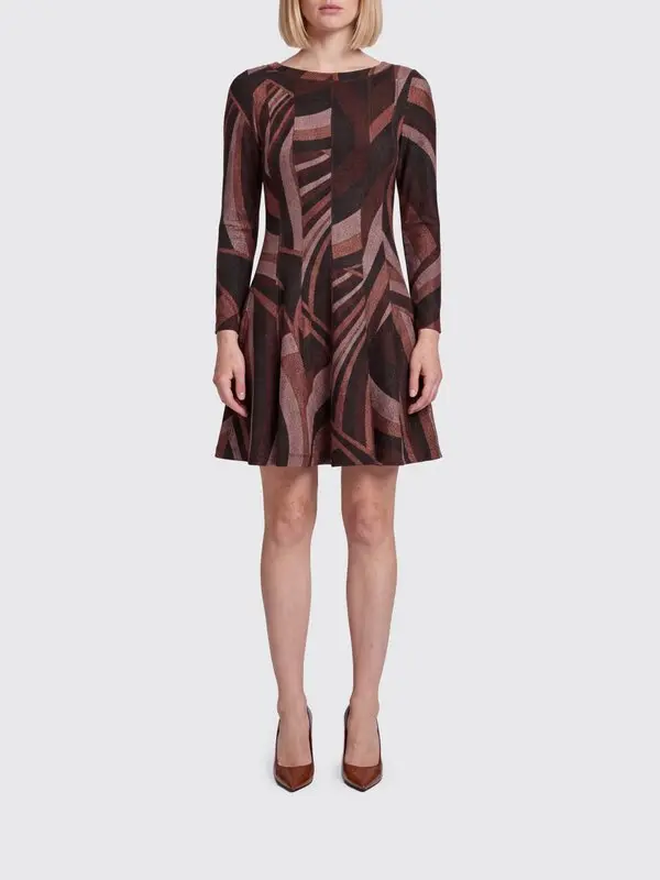Emilio Pucci Slim Fit Flared Lurex Jersey Mini Dress With Abstract Print - Multicolor