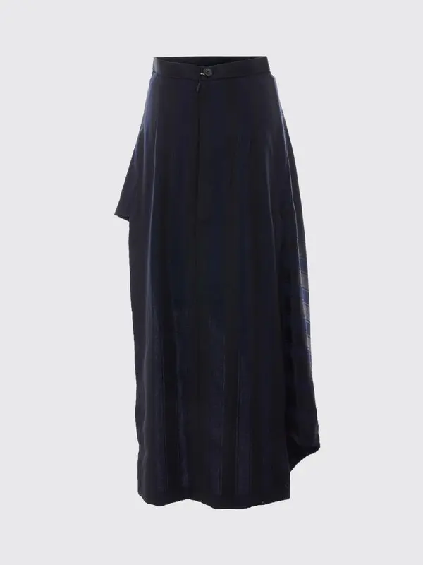 VIVIENNE WESTWOOD Cassandra Striped Virgin Wool Asymmetric Midi Skirt - Blue