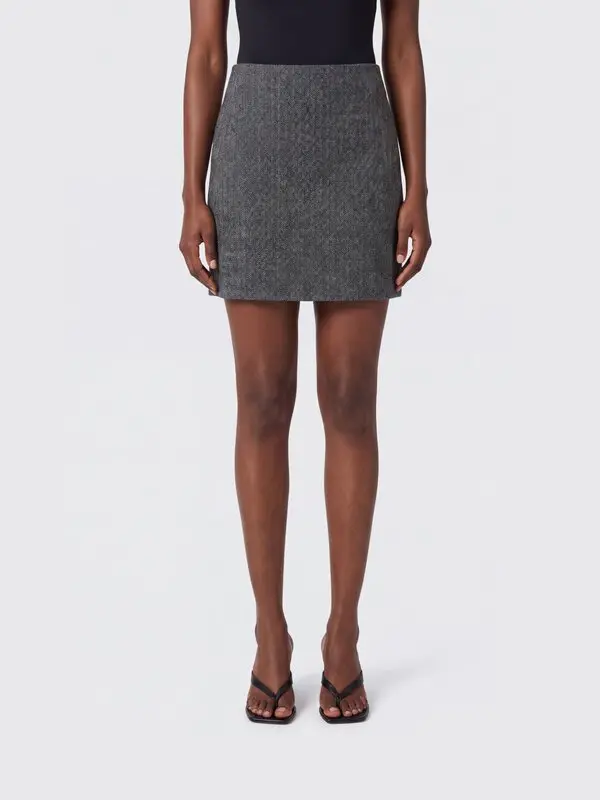 BLAZÉ MILANO High-waisted Wool Blend Pencil Mini Skirt - Grey