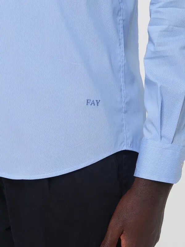 FAY Slim Fit Long-sleeved Cotton Shirt With Button-down Collar