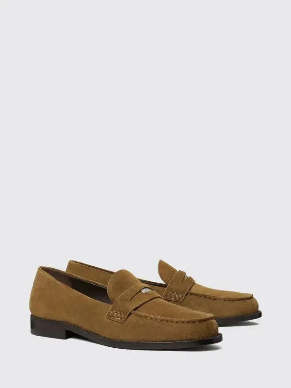 Tory Burch Suede Penny Loafers With Round Toe - Camel