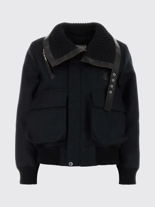 Sacai Wool And Nylon Utility Short Coat With Sailor Collar And Ribbed Trims
