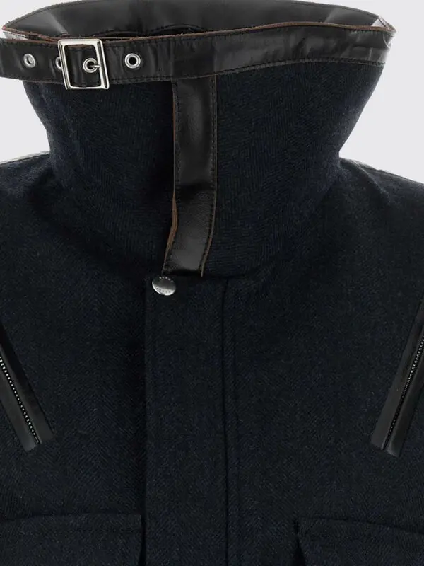 Sacai Wool And Nylon Utility Short Coat With Sailor Collar And Ribbed Trims