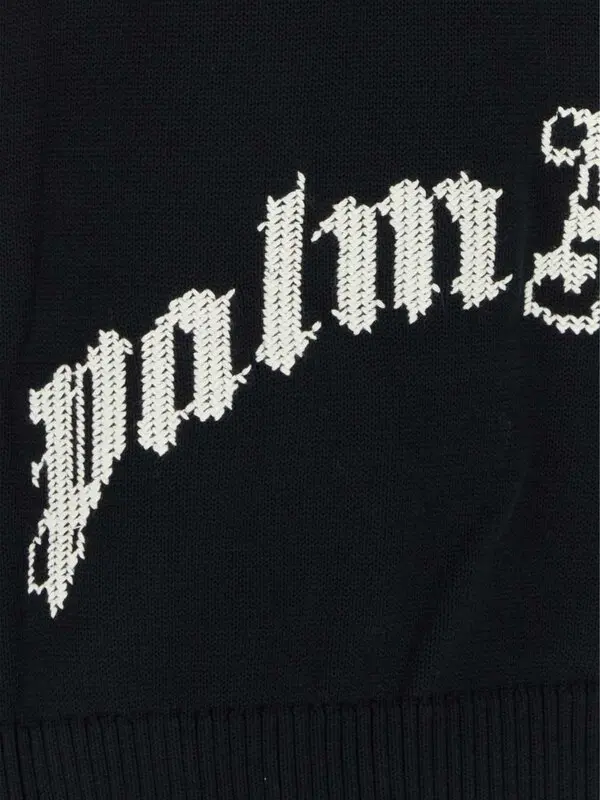 Palm Angels Contrast Jacquard Logo Cotton Hoodie