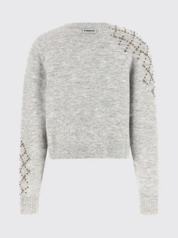 Pinko Crewneck Jumper In An Alpaca And Wool Blend With Rhinestone Appliqués