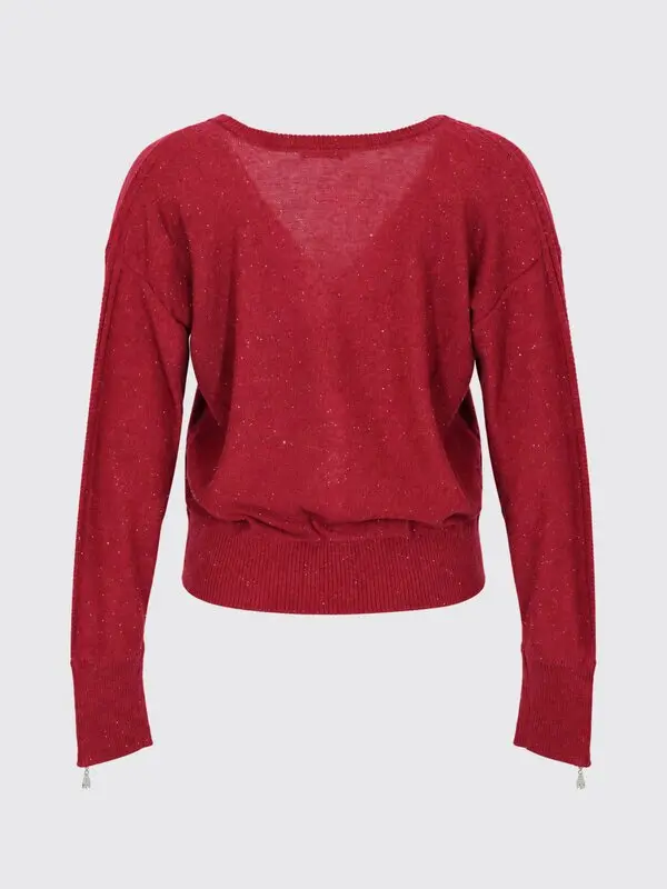 Patrizia Pepe Wool-blend Cardigan With Sequin Embroidery And Zipped Cuffs