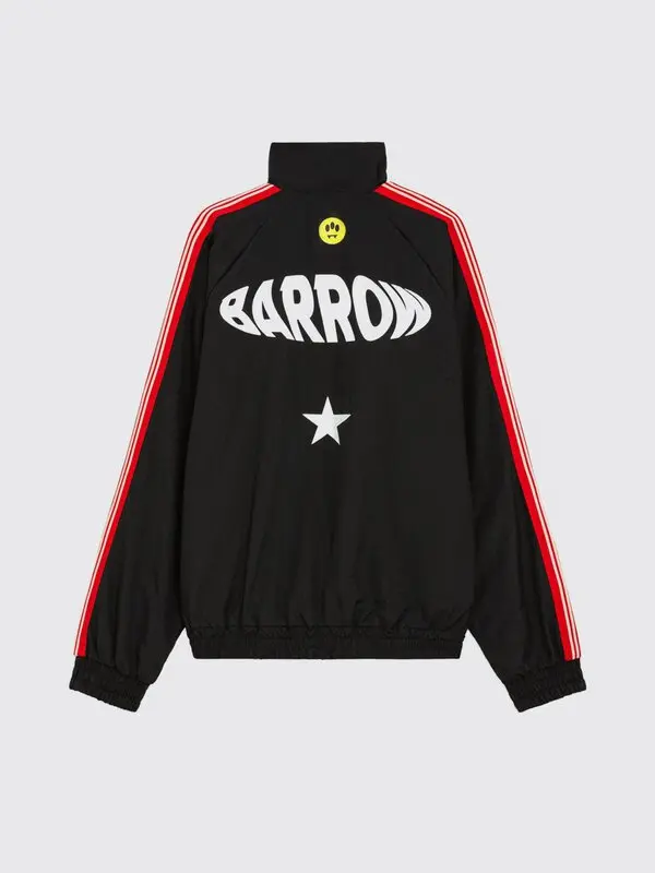 BARROW High Neck Polyester Bomber Jacket With Contrast Bands - Black
