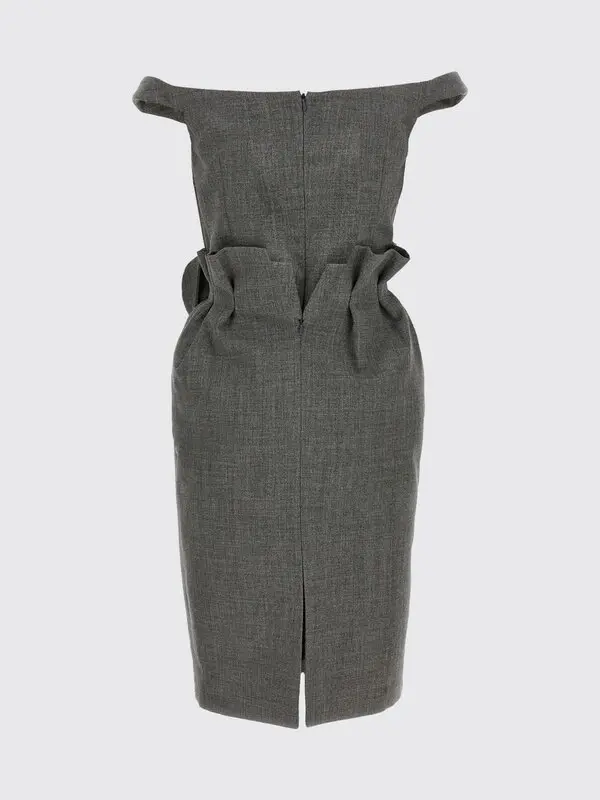 Magda Butrym Off-the-shoulder Wool And Silk Pencil Midi Dress With Flower