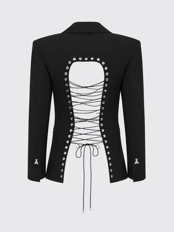 Patrizia Pepe Cropped Blazer With Cut-out And Woven Ribbon Details