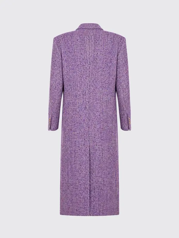Tagliatore Long Double-breasted Wool-blend Coat With Chevron Pattern