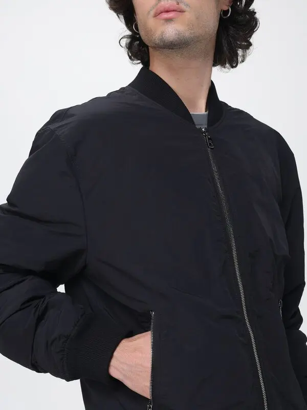Dolce & Gabbana Technical Fabric Bomber Jacket With Classic Collar And Logo Patch