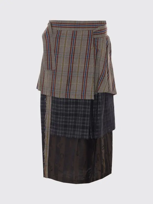 VIVIENNE WESTWOOD Asymmetrical Patchwork Midi Skirt In Wool Blend