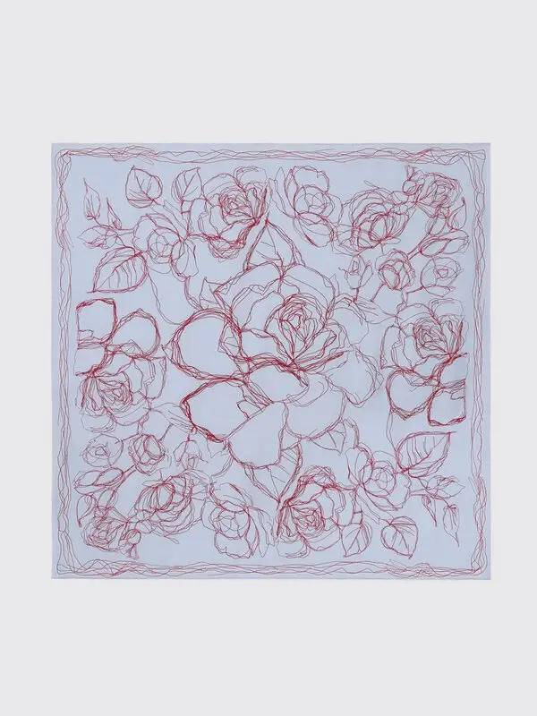 Fabiana Filippi Floral Print Square Foulard In Pure Silk - Gnawed Blue