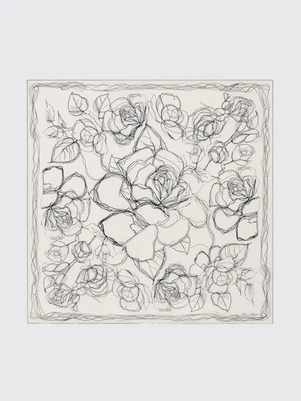 Fabiana Filippi Floral Print Square Foulard In Pure Silk - White