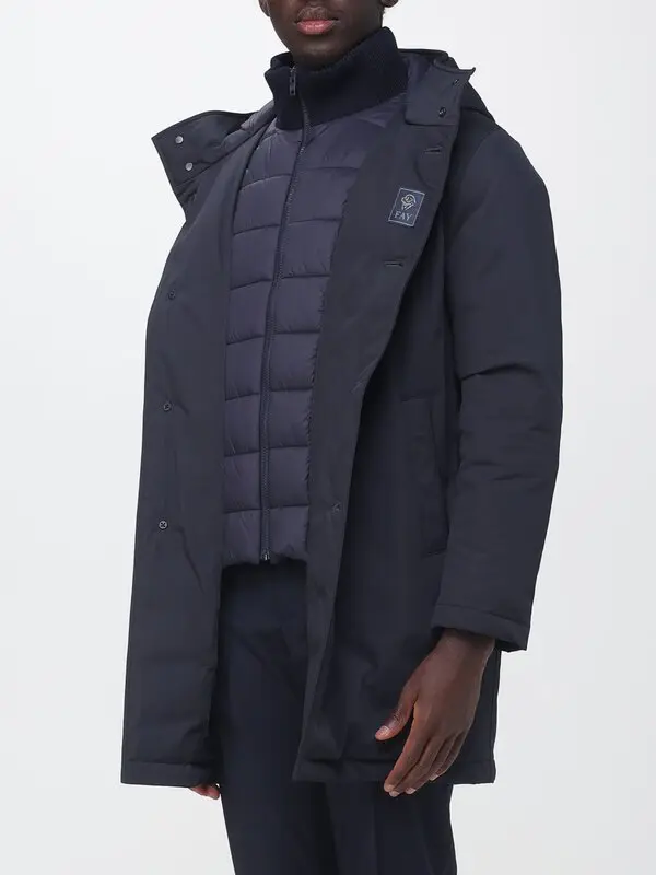 FAY Knee-length Technical Fabric Parka With Down-padded Hood
