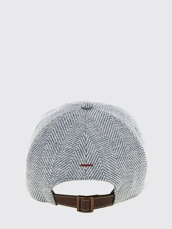 Brunello Cucinelli Wool And Silk Baseball Cap With Chevron Motif