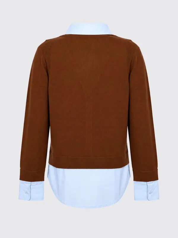 SEMICOUTURE Double-layer Wool And Cashmere Cardigan With Shirt Inserts